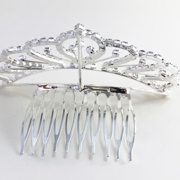 Accessories | Clear Crystal Rhinestone Silver Tone Comb Tiara | Poshmark